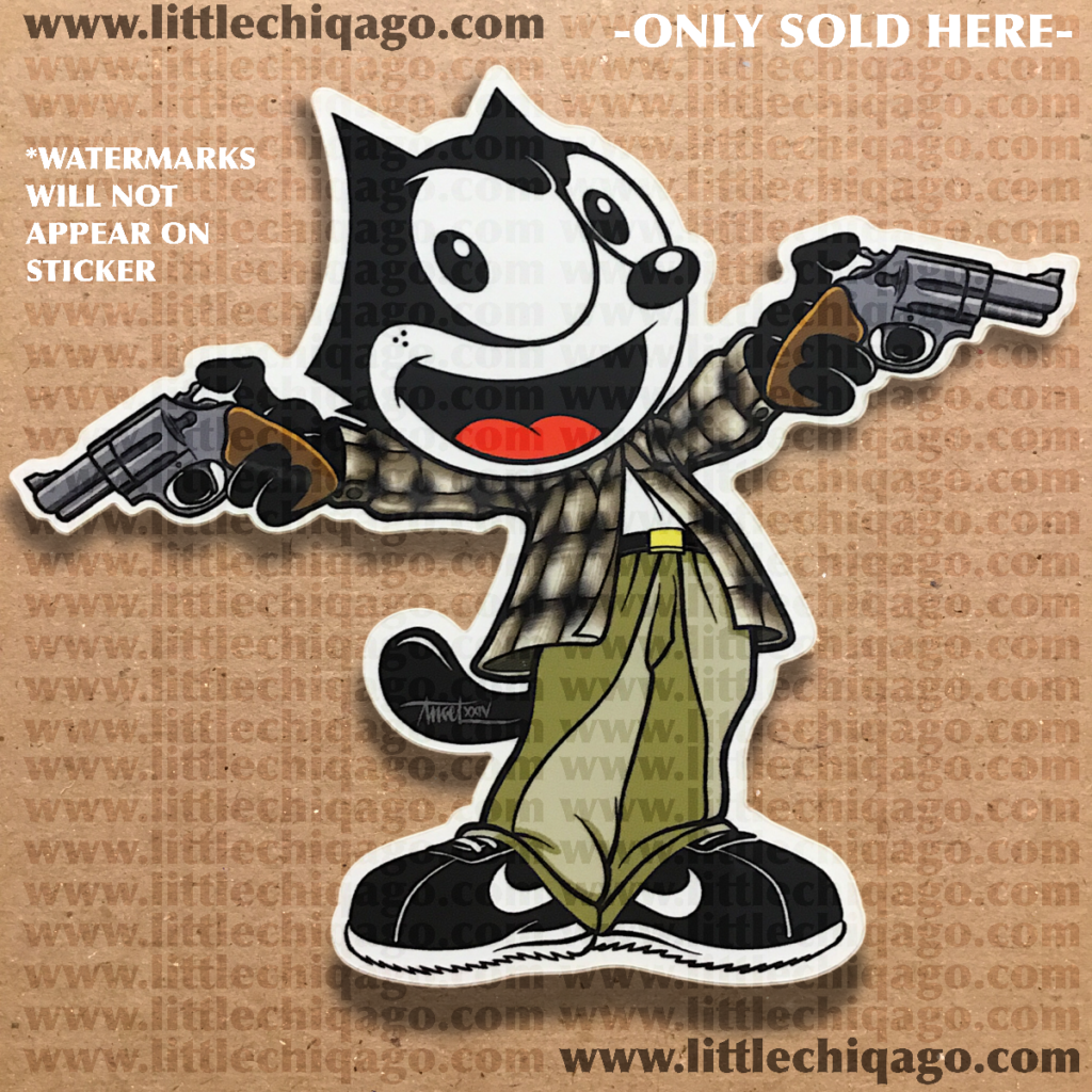 Felix The Cat Sticker-Dos Cuetes-Gangster-Chicano Art-Lowrider Decal ...