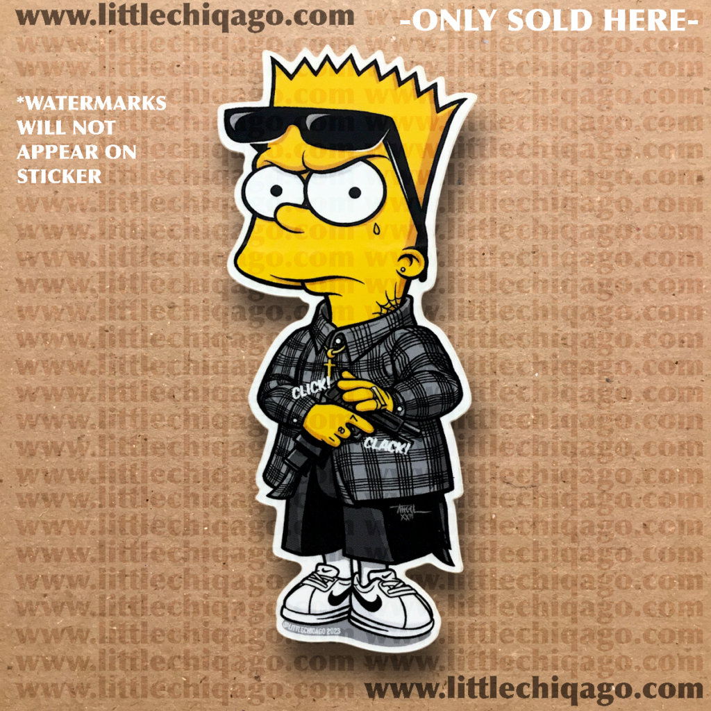 Bart Simpson Sticker-Gangster-Chicano Art-Lowrider Decal - Little Chiqago™